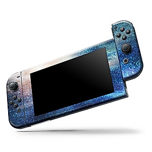 Design Skinz - Compatible with Nintendo Switch Console + Joy-Con - Skin Decal Protective Scratch-Resistant Removable Vinyl Wrap Cover - Blue & Gold Glowing Star-Wave