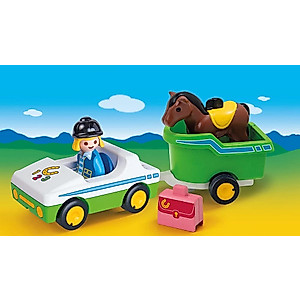 Playmobil 1.2.3 Car with Horse Trailer