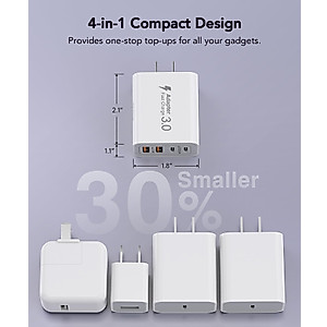 40W USB C Charger Block, 2-Pack 4-Port Type C Fast Charging Brick Dual PD&QC Wall Plug Adapter Compatible for iPhone 15/15 Pro/ 15 Pro Max/14/13/12, iPad, Airpods, iwatch, Samsung Galaxy