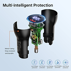 for Oneplus Car Charger 100W 80W SuperVooc Warp Charge 65W Car Charger for One Plus 13 12 13R 12R 11 10 Pro 9 10T 8T 8 7T 7 Open Pad Nord 2T CE 3 4 N20 N30 N100, 25W PD PPS USB C Port 3ft Fast Cable