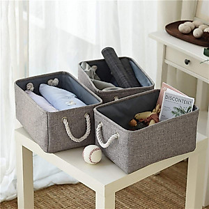 Basket Rope Storage Baskets, Flax Organizer Waterproof with Handles 16 x 12 x 8 Inches, Basket Storage of clothes toy and Daily Necessities