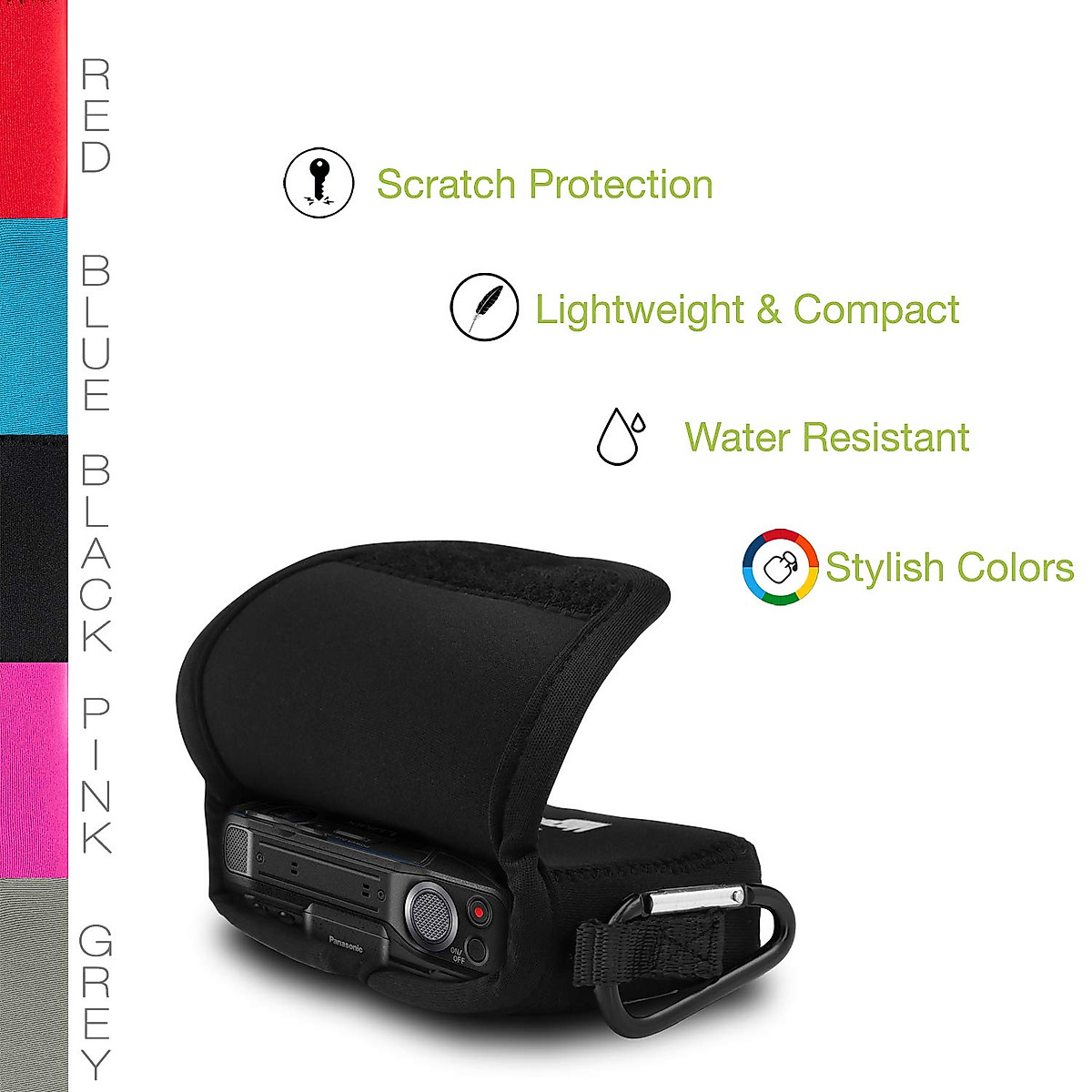 Mega Gear Canon PowerShot SX620 HS Ultra Light Neoprene Camera Case, with Carabiner - Black - MG814