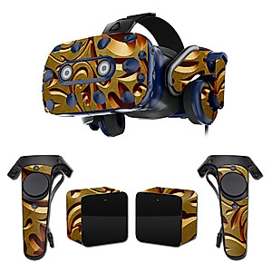 MightySkins Skin Compatible with HTC Vive Pro VR Headset - Mosaic Gold | Protective, Durable, and Unique Vinyl Decal wrap Cover | Easy to Apply, Remove, and Change Styles | Made in The USA