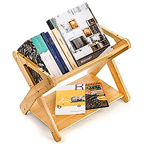 Okllen Kids' Book Caddy with Shelf, Bamboo Bookcase Book Storage Organizer, Book Rack Book Shelf Organizer for Toddlers, Bedroom, Playroom, Nursery, Sturdy, Including Installation Instruction