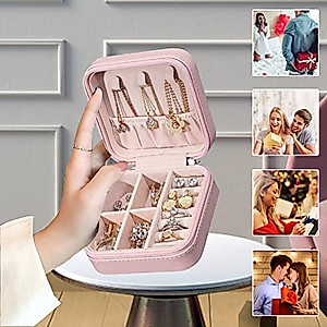 SIMIEEK Personalized Birth Flower Travel Jewelry Box Case for Women Leater Custom Name Birth Flower Jewelry Box for Teen Girls Gift