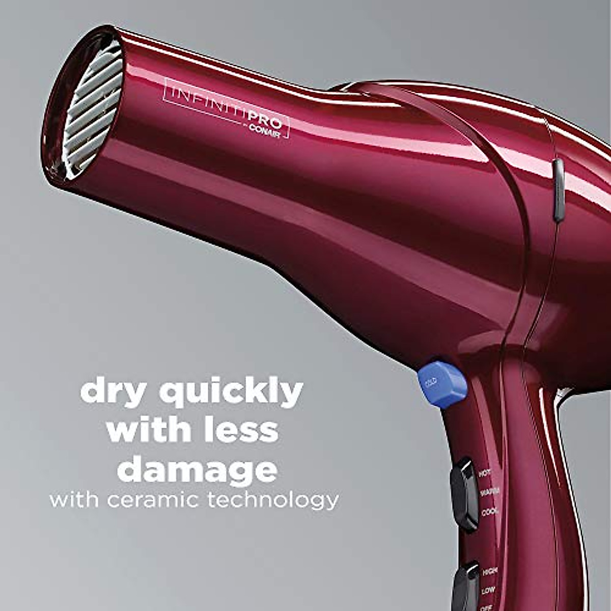 INFINITIPRO BY CONAIR Hair Dryer, 1875W Salon Performance AC Motor Hair Dryer, Conair Blow Dryer, Burgundy