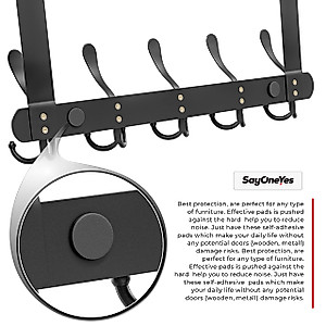 SAYONEYES Matte Black Over The Door Hooks - Heavy Duty Stainless Steel Door Hanger Holder with 5 Tri Hooks for Hanging Coat Robe Hat Bag Towel Rack Bathroom, Bedroom, Closet – 1 Pack