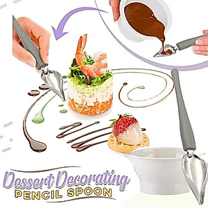 4 Pcs Culinary Drawing Decorating Spoons Set Drawing Decorating Spoon Plated Decorating Pencil Spoon Dessert Serving Decorating Spoon for Decorating Plates Cake and Dessert