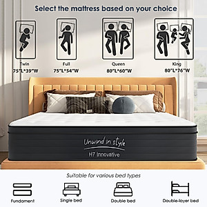 SogesSleep Queen Mattress 12 Inch Hybrid Mattress with Gel Memory Foam, Individual Pocket Spring Bed Mattress, Medium Firm Mattress Queen for Pressure Relief, CertiPUR-US & Fiberglass Free