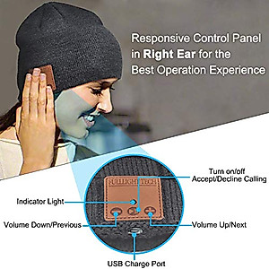 Bluetooth Beanie Headphones Hat Unique Christmas Tech Gifts Dark Gray