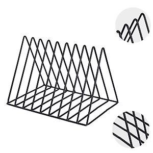 Ylu Yni 2 Pcs Set, Black Triangle Metal Wire Vinyl Record Storage, Plate Rack, Storage Holder for Magazines, Files, Albums Folders, Newspapers, 9 Slot (2PCS)