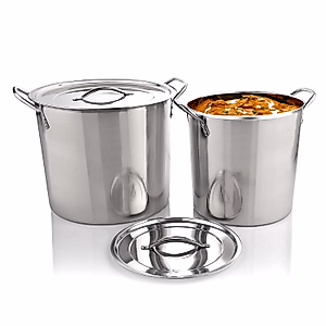 MARBELLA 4 pcs set (8/12) Quart Stainless Steel Stockpot with Lid Food Grade Heavy Duty Multipurpose Stock Pot for Stew, Simmering, Soup Pot, Gas and Dishwasher Safe Rust Free Cookware Silver
