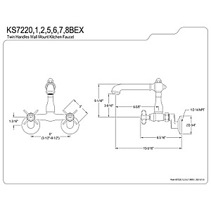 Kingston Brass KS7227BEX Essex Wall Mount Kitchen Faucet, Brushed Brass