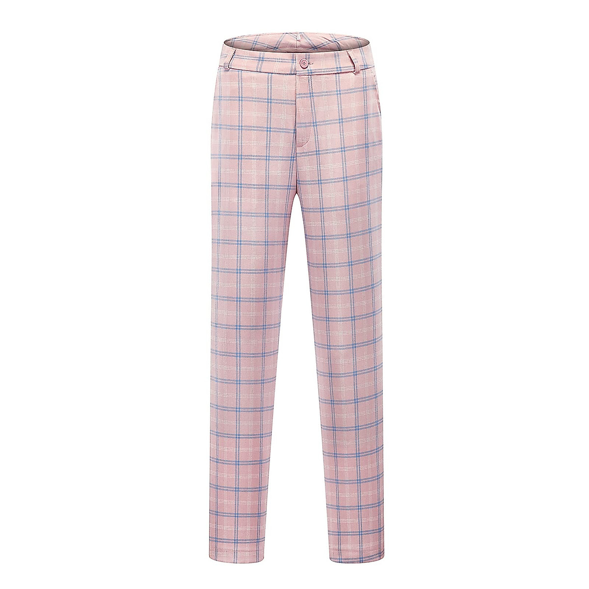 Womens 2 Piece Plaid Suits Set Business Office One Button Blazer Jacket Casual Long Sleeve Pant Suit Set(Pink,Medium)