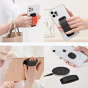 Sinjimoru Detachable Phone Grip Kickstand for Wireless Charging Compatible Phone Finger Holder for iPhone 12 & Smartphones. Sinji Mount S-Grip Black