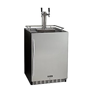Kegco Kegerator 24" Wide Dual Tap Black/Stainless Steel Undercounter Beer Dispenser HK38BSU-2