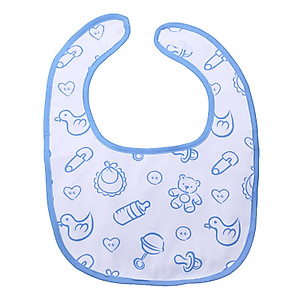 Littleforbig Cotton Waterproof Adult Babydoll Bib with Adjustable Velcro Closure Printed 2 Packs - Nursery Blue and Pink Adult Bibs