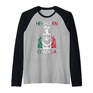 Comala Colima Estado De Mexico Escudo Eagle Aguila Raglan Baseball Tee