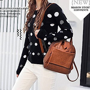 Alovhad Women Pu Leather Backpack Purse Fashion Dayapack Large Casual Travel Shoulder Bag (Brown)