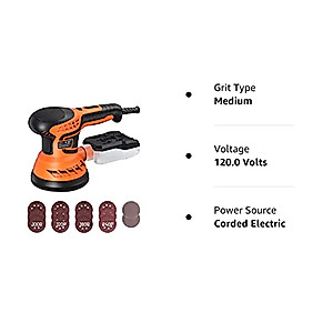 Random Orbital Sander, DWT 2.8A 350W Power Orbital Sander with 7 Variable Speed, 14Pcs Sanding Discs(2Pcs Upgrade Dust-free Sandpaper), Cyclone Box, 5-Inch Corded Electric Sander for Sanding Wood/Rust