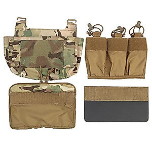 G-Hook DOPE Front Flap Double Stack Abdominal Fanny Pack Triple Magazine Insert Pouch for Tactical Chest Rig Vest Cp