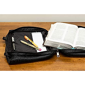Black Purse Fashion Jacquard Fabric Bible Cover Case with Handle X-Large