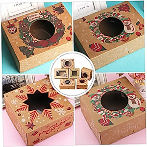 jojofuny Cupcake Box Christmas Window Box Mini Muffin Plastic Bread Box Christmas Gifts Plastic Gift Box Christmas Chocolate Boxes Christmas Window Gift Box Paper Candy Box Cake Holder