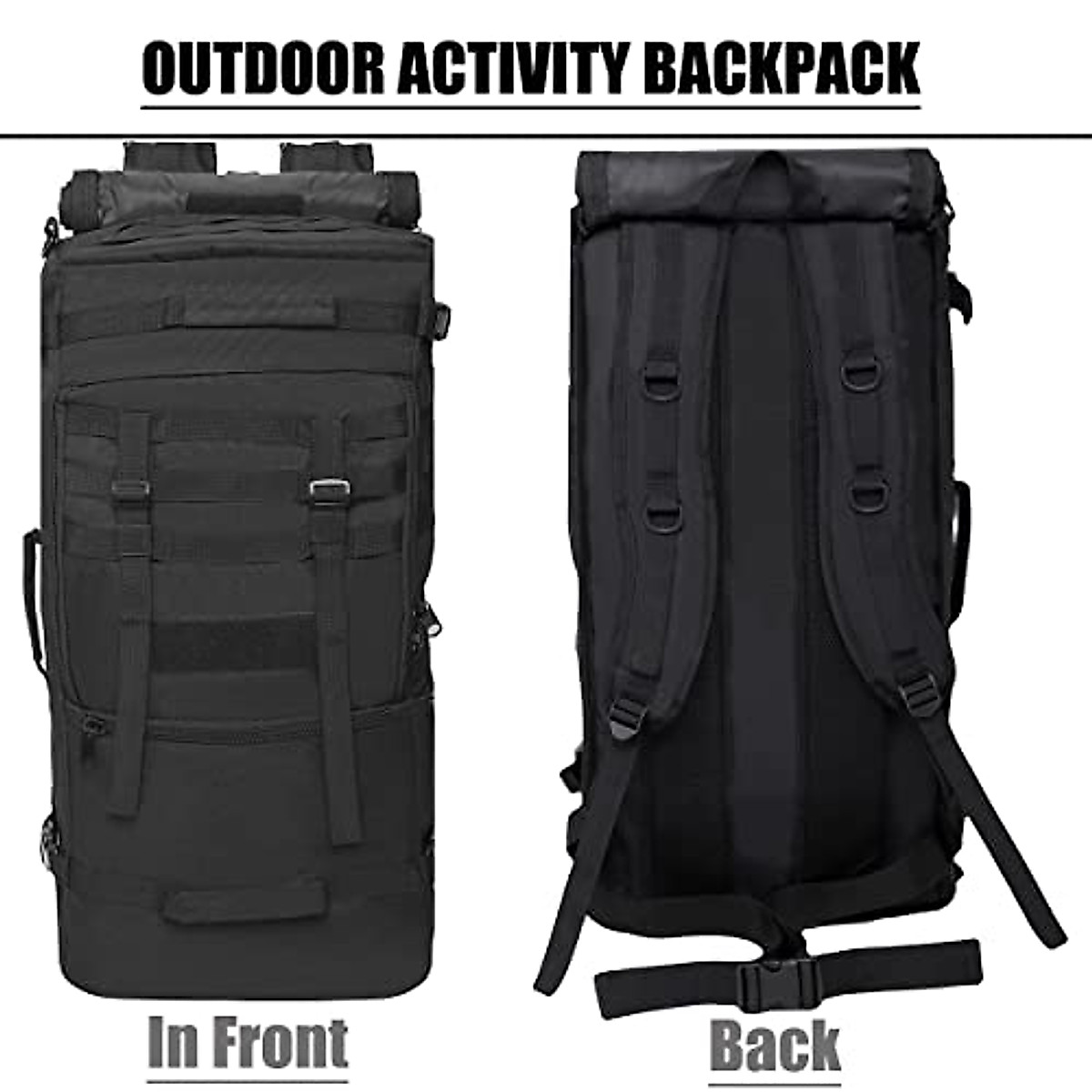 IFANGZHIWUI Hiking Backpacks 50L Camping Backpacks for Men Women 600D Oxford Outdoor for Traveling With Waterproof cover (black, 50L)