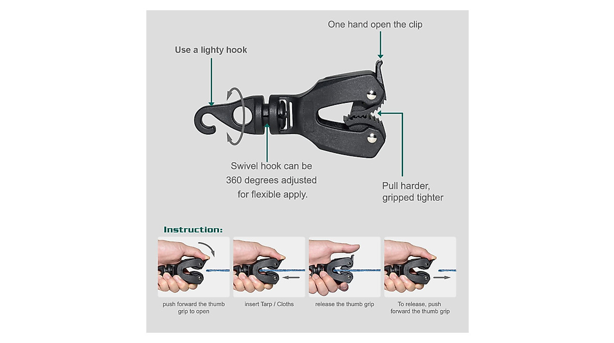 ORXPLUS One-Handed TARP Clips for Camping