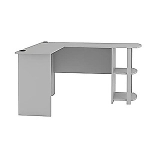Ameriwood Home Dakota L-Desk with Bookshelves, Dove Gray