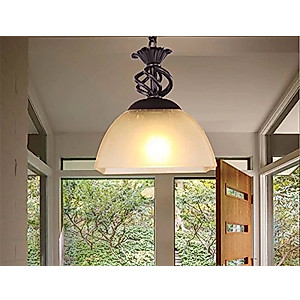 LIN XIAO HAO mayu Pendant Lighting Metal Bracket Retro Glass Lampshade Ceiling Light Pendant Lamp