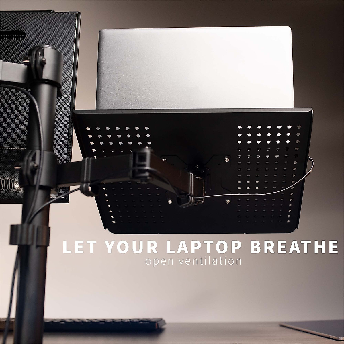 VIVO Black Fully Adjustable 13 to 32 inch Single Computer Monitor and Laptop Desk Mount Combo, Stand with Grommet Option, Fits up to 17 inch Laptops (STAND-V002C)