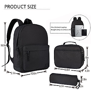 KOPHLY Casual Lightweight Laptop Backpack with USB Charging Port For for Men and Women, School Bookbag for Teens College，Daypack for Short Trip Travel（Carbon Black）