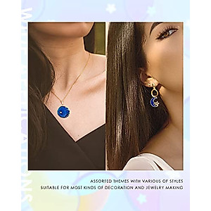 JIALEEY Assorted Gold Plated Enamel Cat Moon Star Celestial Charm Pendant DIY for Earrings Necklace Bracelet Jewelry Making and Crafting