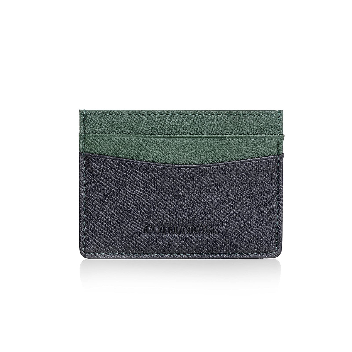 COTRUNKAGE Slim Leather ID Credit Card Holder Wallet for Men and Women, Green
