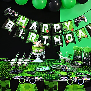 WERNNSAI Game Birthday Banner - Video Game Party Supplies Happy Birthday Bunting Garland for Boys Kids Player Geeks Gaming Themed Party Decorations Assembled