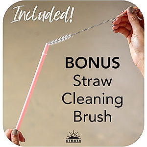 STRATA CUPS Classic Tumblers with Lids and Straws (8 pack) - 22oz Matte Pastel Colored Acrylic Tumblers with Lids and Straws, Double Wall Tumbler Bulk, Reusable Cup with Straw Cleaner (Pink)