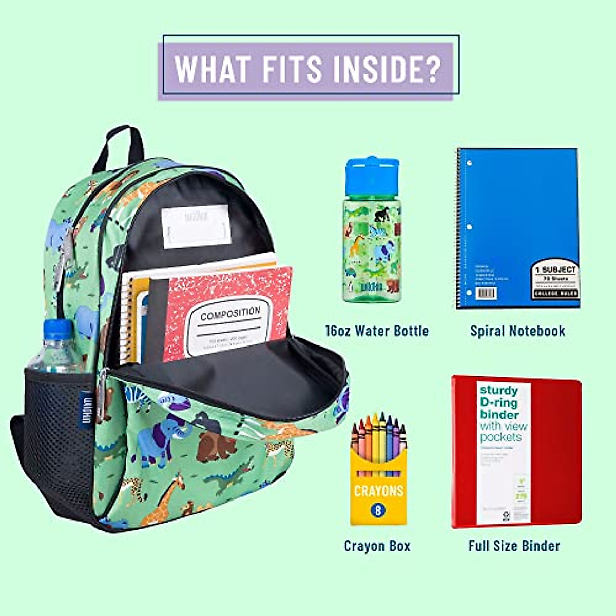 Wildkin 15-Inch Kids Backpack for Boys & Girls, Perfect for Early Elementary, Backpack for Kids Features Padded Back & Adjustable Strap, Ideal for School & Travel Backpacks (Wild Animals)