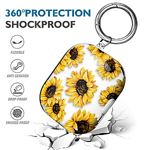 Maxjoy Compatible AirPods 3rd Generation Case Cover, Sunflower Clear Cute 3rd Generation Case for Women with Keychain Protective Hard Gen 3 Shell Designed for Apple AirPod 3 Case 2021, Flower