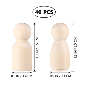 Christmas Doll 40Pcs Wooden Peg Dolls Unfinished Peg People Unpainted Wood Figures Decorative for DIY Graffiti Painting, Arts, Crafts Projects Wooden Toys Unfinished Wood