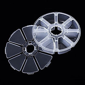 ZIIVARD 5 Pieces 8 Grid Round Clear Plastic Storage Organizer Divider Jewelry Beads Display Box Fishing Box Pill Case