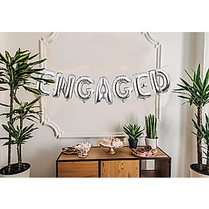 Engaged Silver Party Balloon 16Inch Engagement Aluminum Foil Letters Balloons for Woman Girls Bridal Shower Party Engagement Decorations Party Supplies