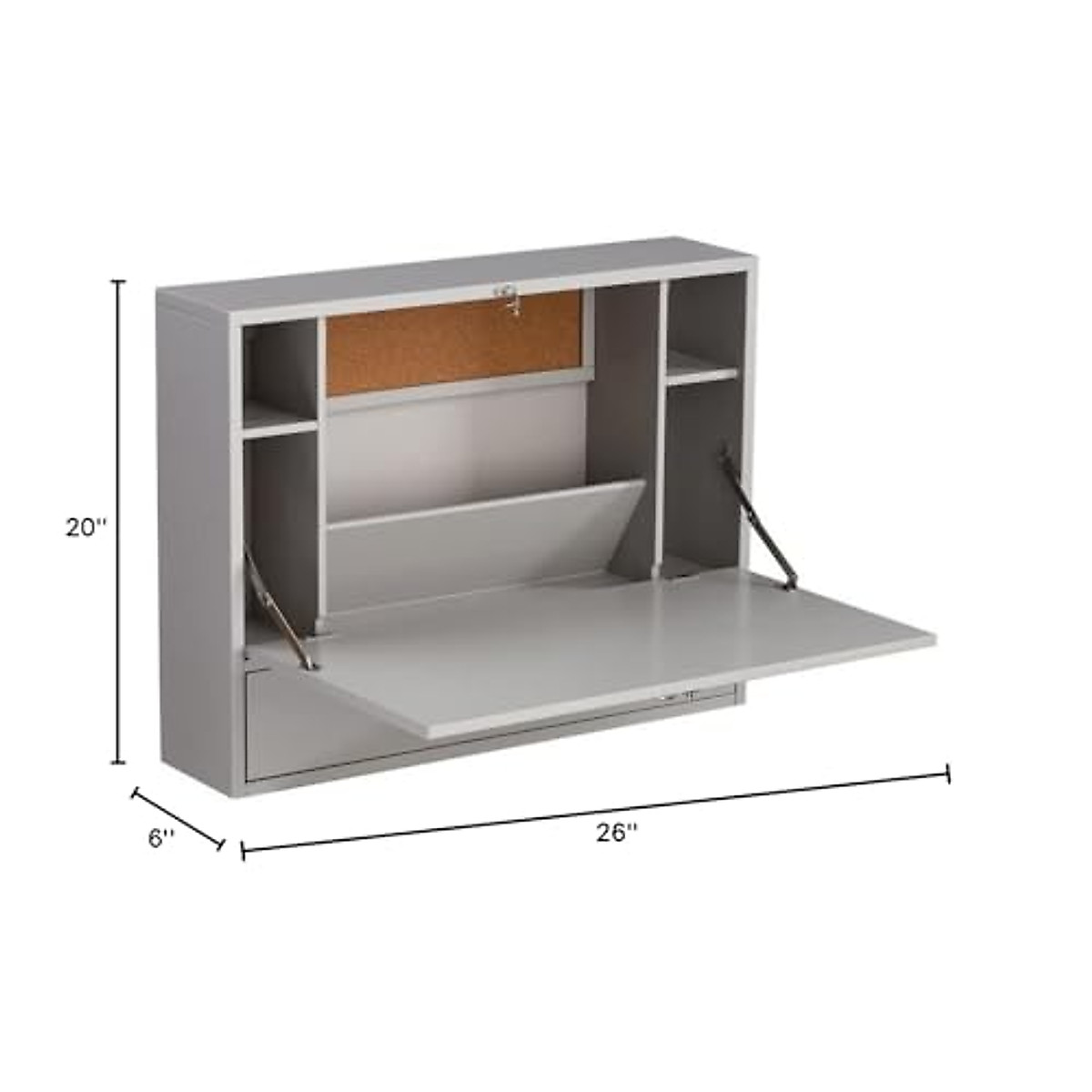 SEI Furniture Benwick Wall Mount Laptop Desk, Gray