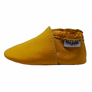 Mejale Baby Infant Toddler Shoes Slip-on Soft Sole Leather Moccasins Pre-Walkers (6-12 Months/US 3-4C Infant, Yellow)
