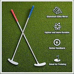 FUNGREEN Golf 2PCS/Pack Two-Way Putter Club for Right or Left Handed Golfers Foldable Alloy Rod Head Kids Adults Golf Putter - 34" Length (Red and Blue)