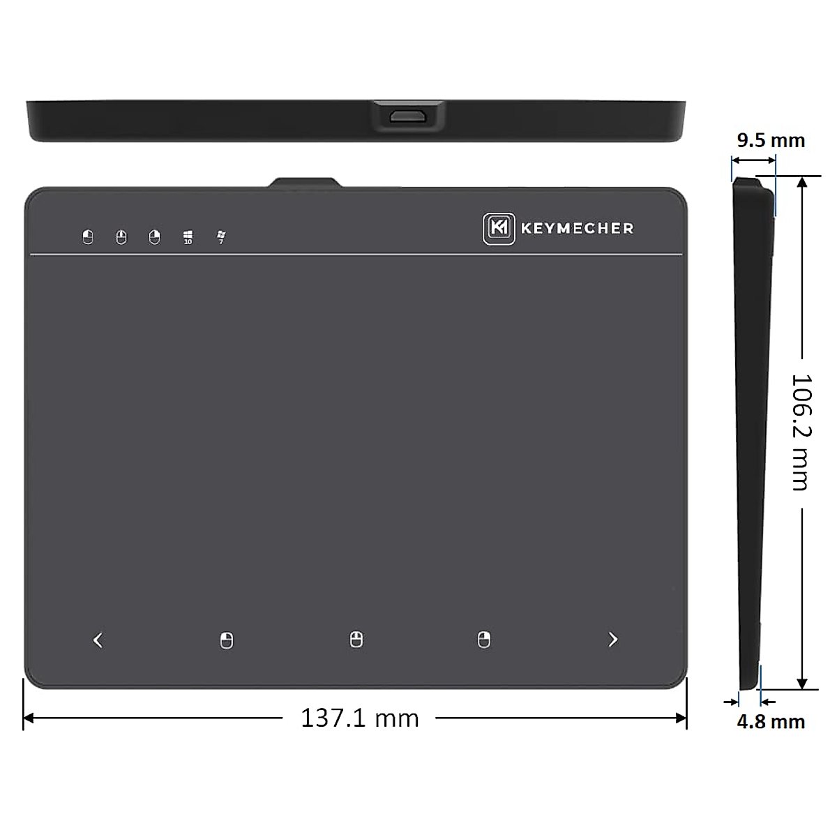Keymecher Mano 603 Wired Precision Trackpad, Slim, Multi-Gesture USB Touchpad Mouse for Computers, Notebooks, PCs, Laptops - Windows 7/10/11 Compatible