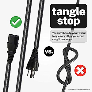 Tangle Stop Cord Cover & Detangler | Perfect for Cable Management (9-Foot, Black)