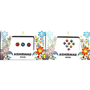 ASHIRWAD Indian Multicolor Multisize, Multi Design Reusable Stone Crystal Bridal Bindis, Forehead Tika, Face Jewels Stickers (Bindi-004)