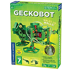 Thames & Kosmos Geckobot STEM Experiment Kit | Build a Wall-Climbing Robot & 6 Other Mechanical Creations | Explore The Physics of Air Pressure & Suction | Difficulty Level: Advanced