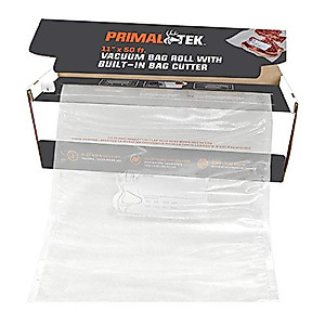 PrimalTek 11” x 50’ Vacuum Bag Roll with Built-In Bag Cutter – User Friendly for Food Preservation – Microwave, Freezer and Boil Safe, BPA-Free, Compatible with any Vacuum Sealer Machine